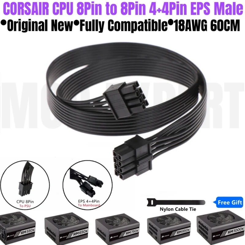 Original-Corsair-EPS12V-Single-8Pin-4-4Pin-CPU-Power-Cable-18AWG-for ...