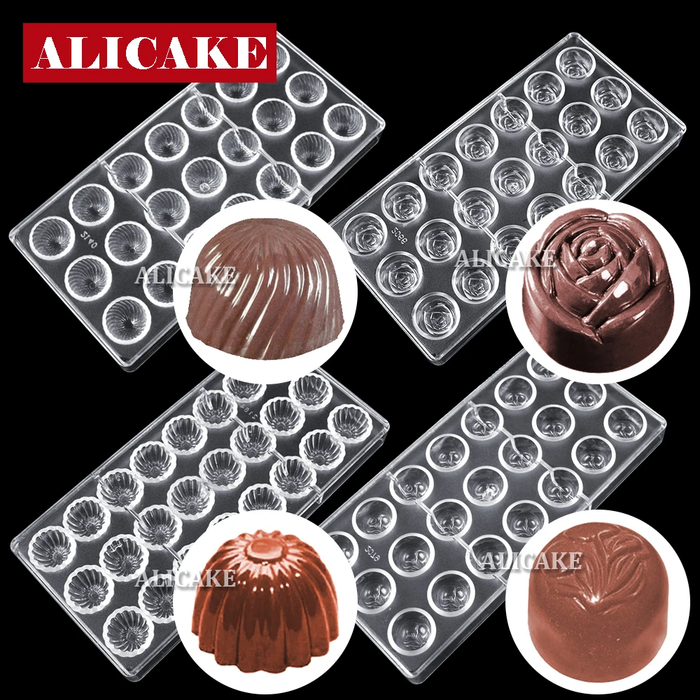 New Polycarbonate Chocolate Mold Bonbons Acrylic Flowers Rose Leaf ...