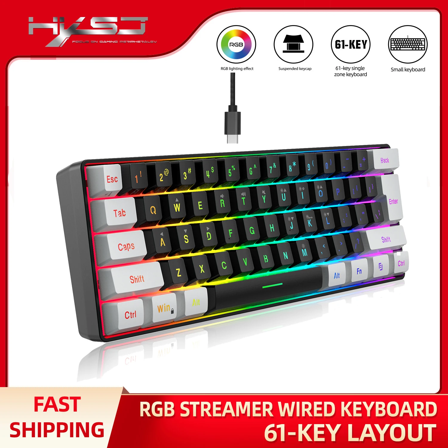 Mini-61-Key-Gaming-Keyboard-with-Membrane-Keys-RGB-Backlight-Compact ...