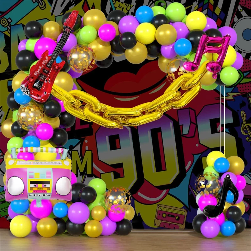Retro Themed Balloons Arch Kit Background Back To 90s 80s Disco Radio retro-themed-balloons-arch-kit-background-back-to-90s-80s-disco-radio