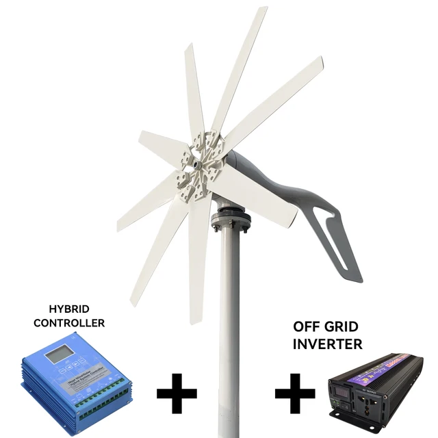 Free Energy Wind Turbine Generator 2000w 12v 24v 48v 8 Blades With Off ...