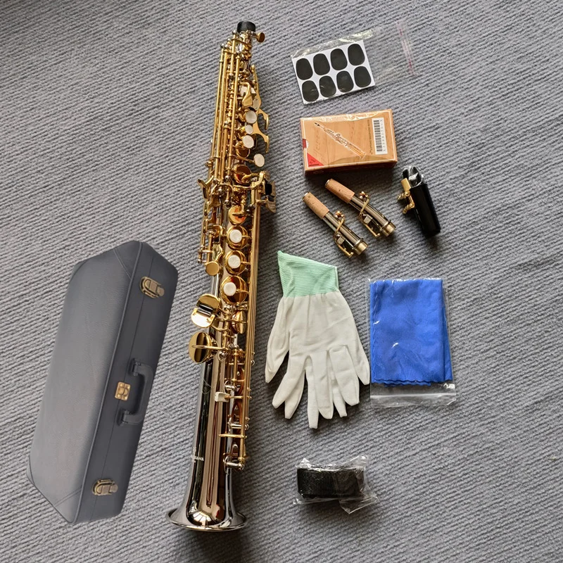 Made-in-Japan-Soprano-Saxophone-WO37-Silvering-Gold-Key-With-Case-Sax ...