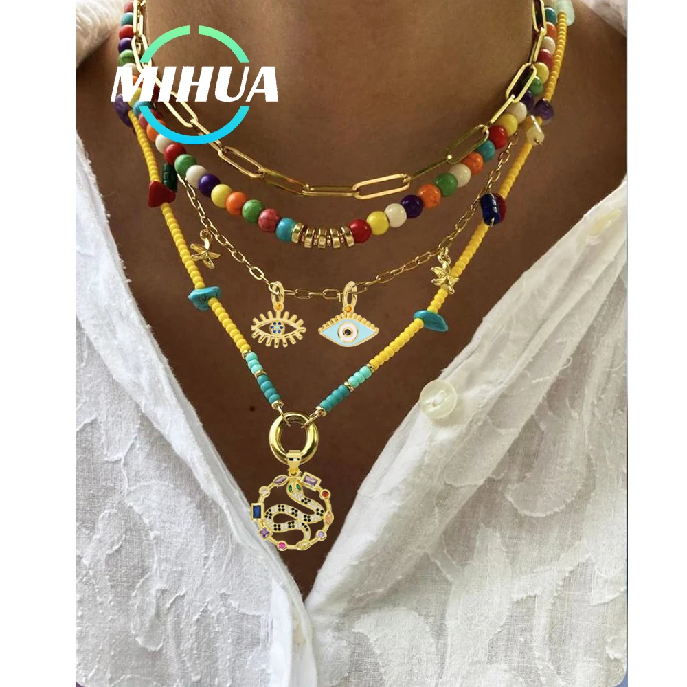MIHUA Round Enamel 18K Real Gold Plated Exquisite Handwork Enamel ...