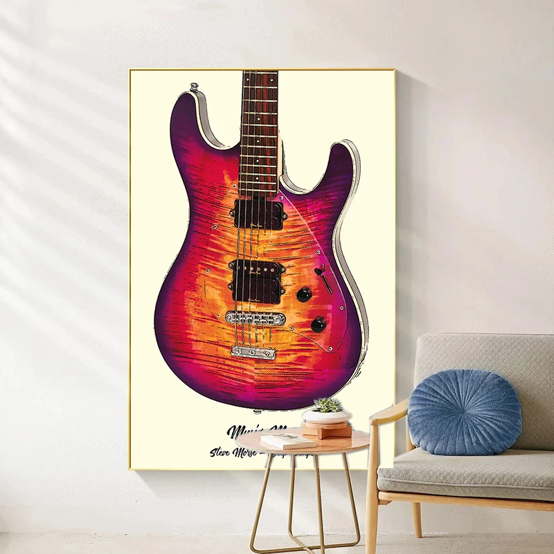 Famous Guitars Posters Musical Instrument Canvas Painting Retro Music ...