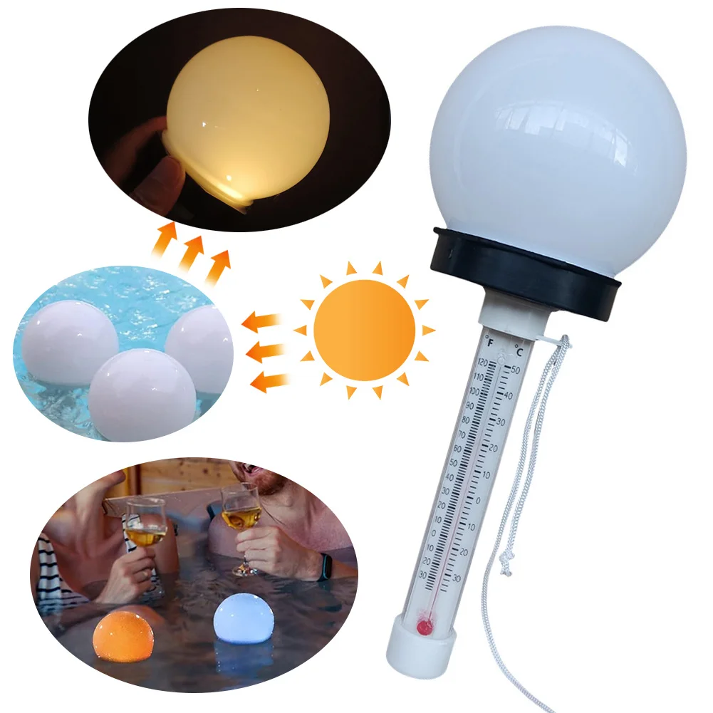 Water Temperature Measuring Tool with Solar LED Light Multifunction ...