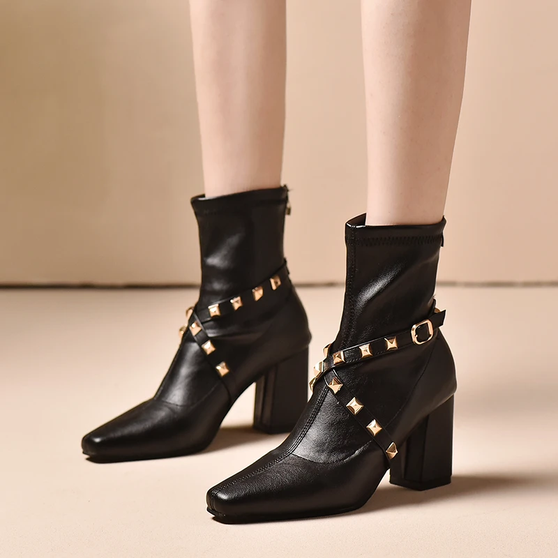 2023-Women-s-Shoes-PU-Women-s-Boots-Ankle-Modern-Boots-Women-Rivet-Back ...