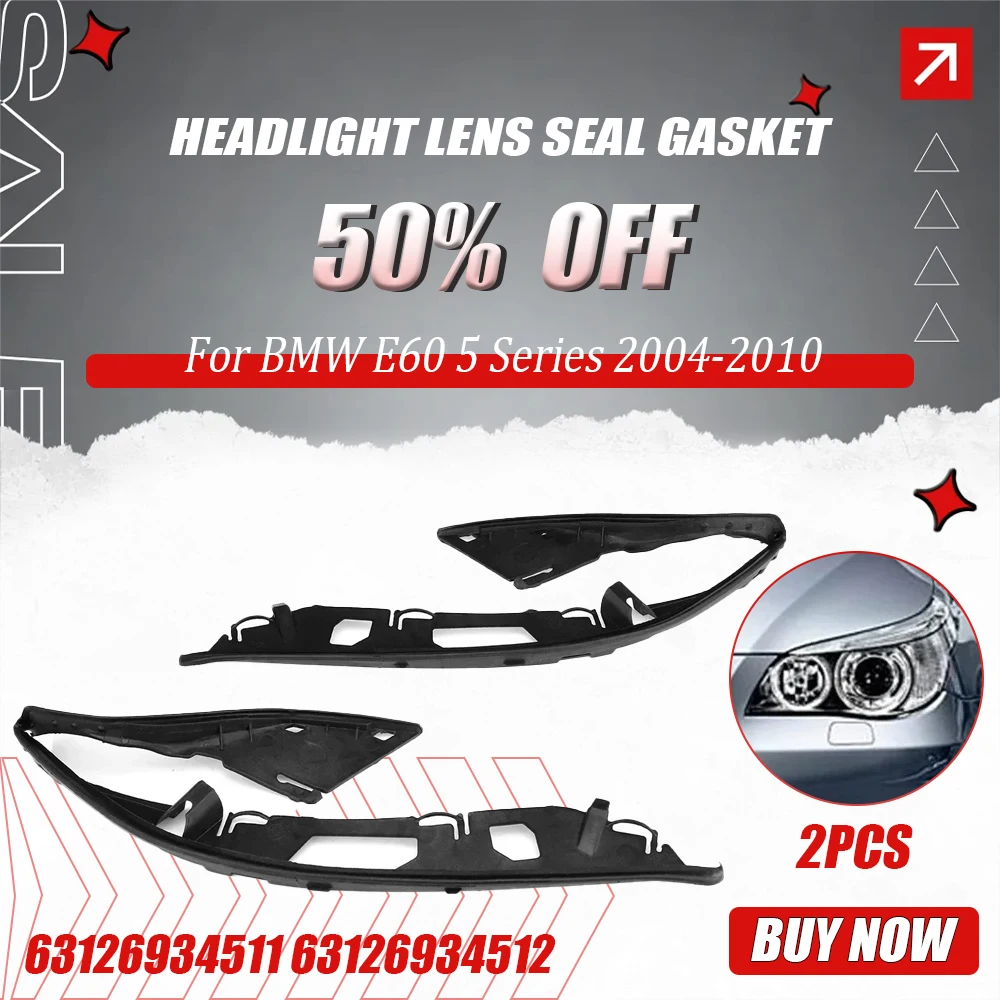 A Pair Headlight Lens Seal Gasket for BMW E60 5 Series 2004-2010 Car ...