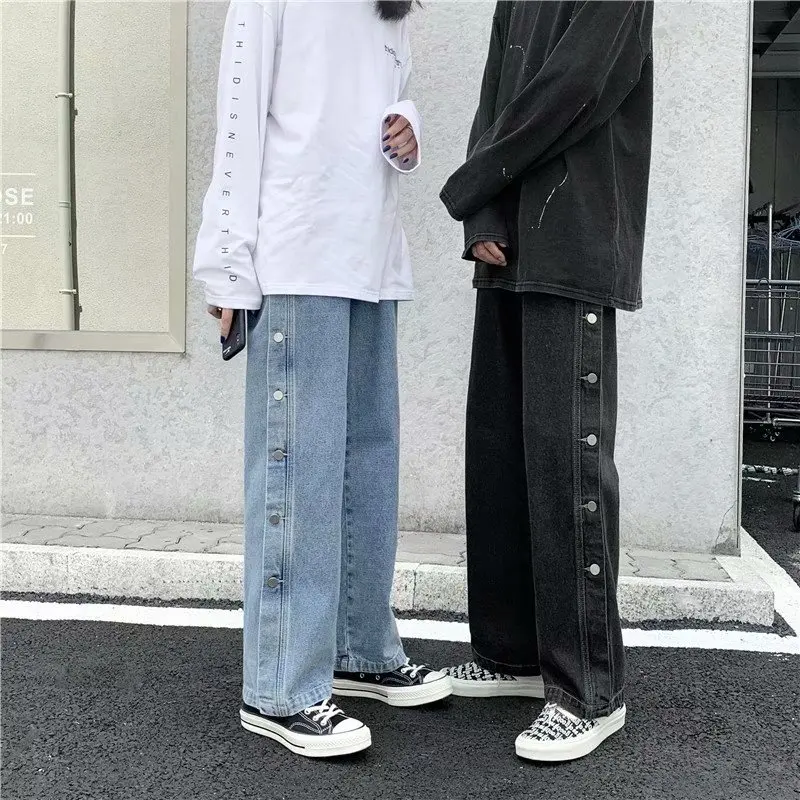 Wide Straight Streetwear Jeans Men | Wide Fashion Jeans Men - New Men's ...