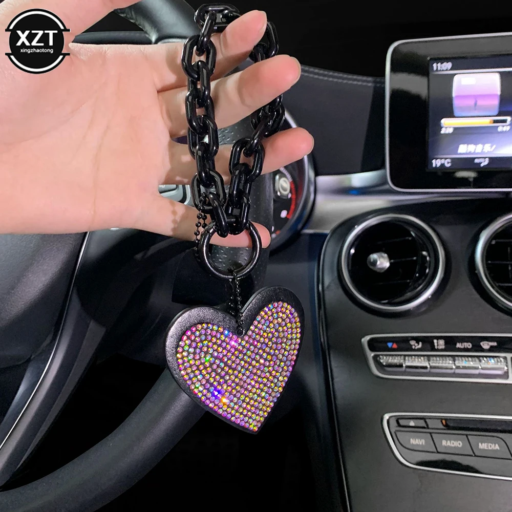 Rhinestone-Love-Diamond-encrusted-Car-Key-Chain-Pendant-Microfiber ...