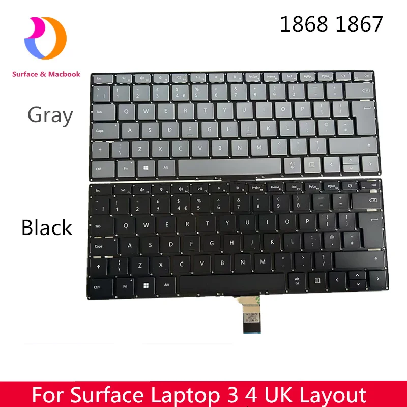 NEW Original For Surface Laptop 3 4 Keyboard UK Layout 1868 1867 1872 ...