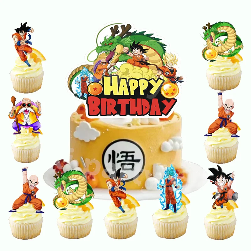 Dragon Ball Cake Decoration Goku Figure Birthday Party Gift Supplies ...