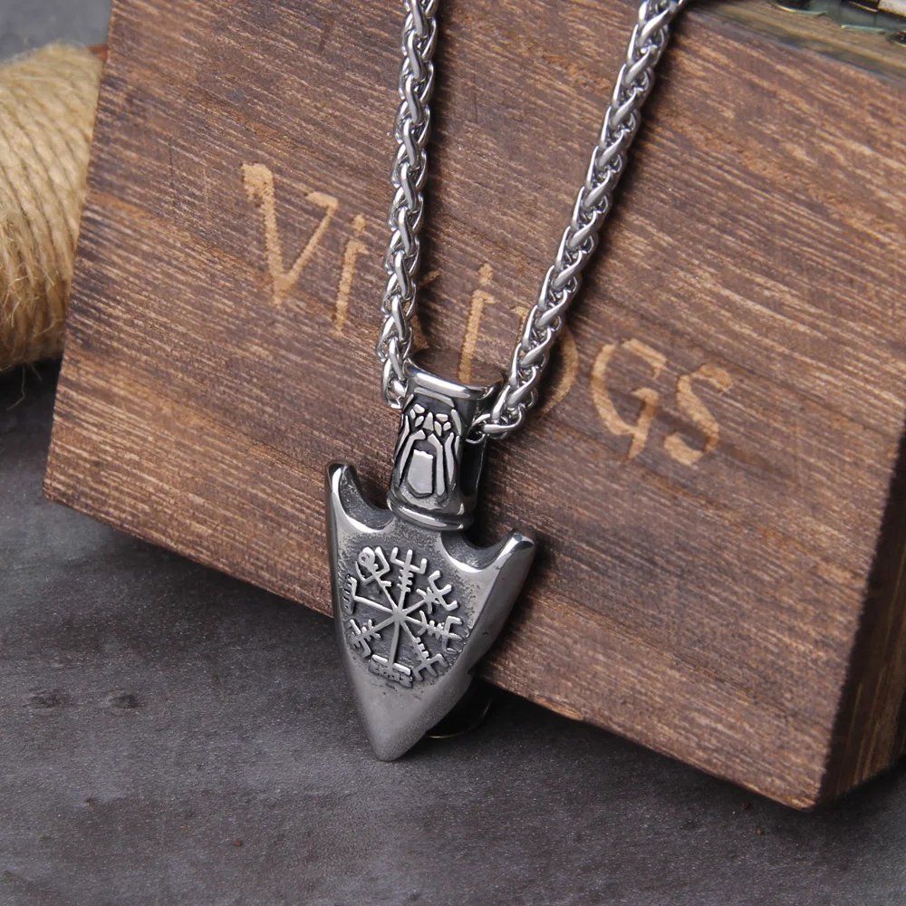 Norse Viking valknut odin sword Gungnir vegvisir pendant necklace ...