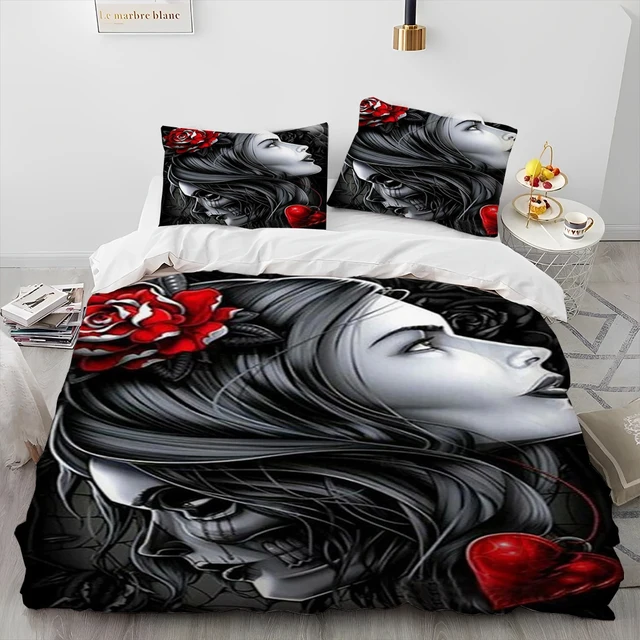 Gothic Female Skull Dead Girl Comforter Bedding Set