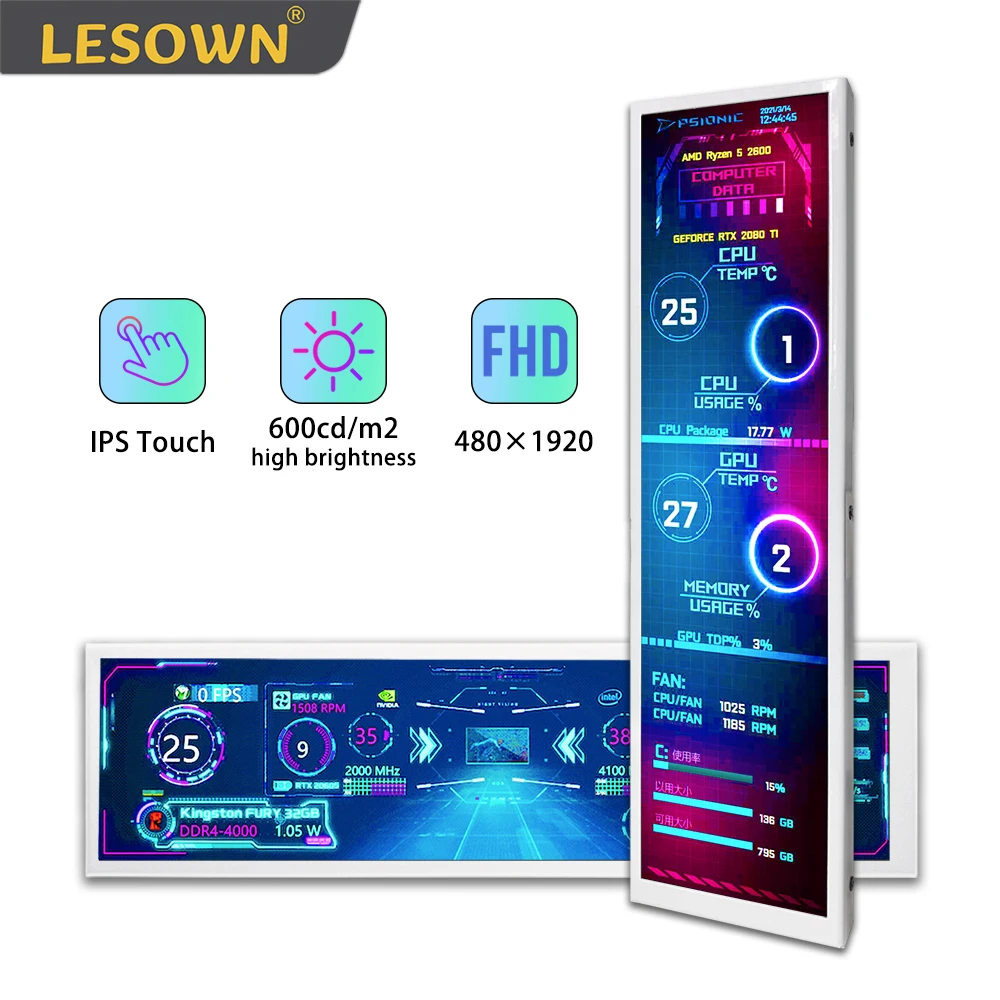 LESOWN-mini-Stretched-IPS-Touch-LCD-8-8-inch-Bar-Auxiliary-Screen ...