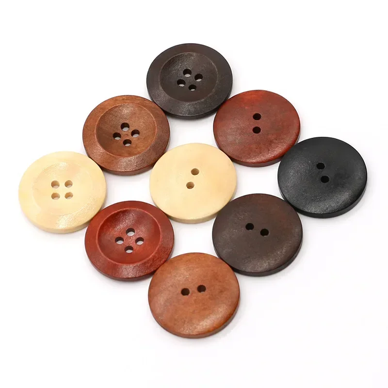 100pcs 10mm-38mm Solid Wood Buttons For Sweater Shirt Coat Natural ...