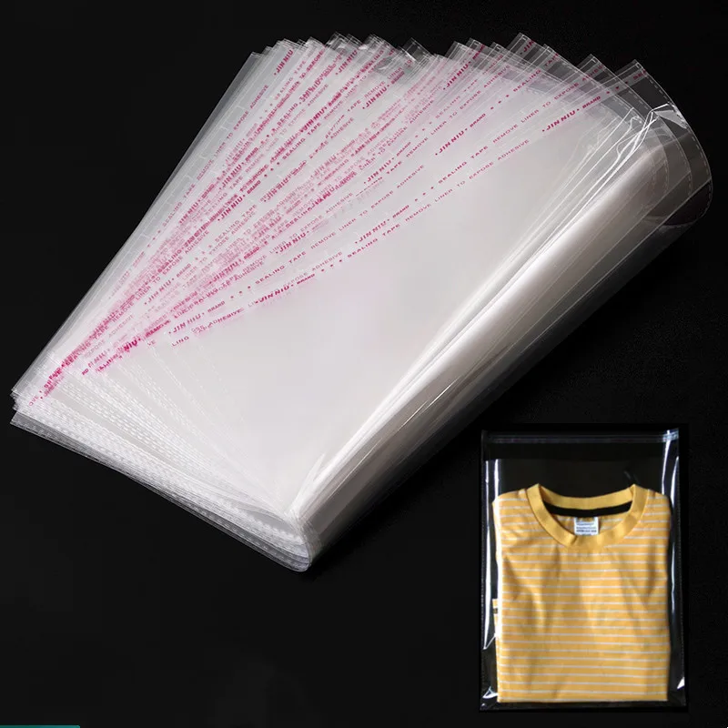 100 pieces/non-porous transparent clothing bag Self-sealing plastic bag ...