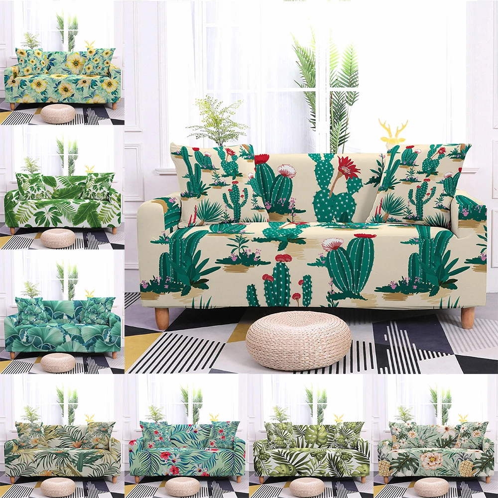 Cactus-Sofa-Cover-For-Living-Room-Elastic-Flowers-Leaves-Sofa-Slipcover ...