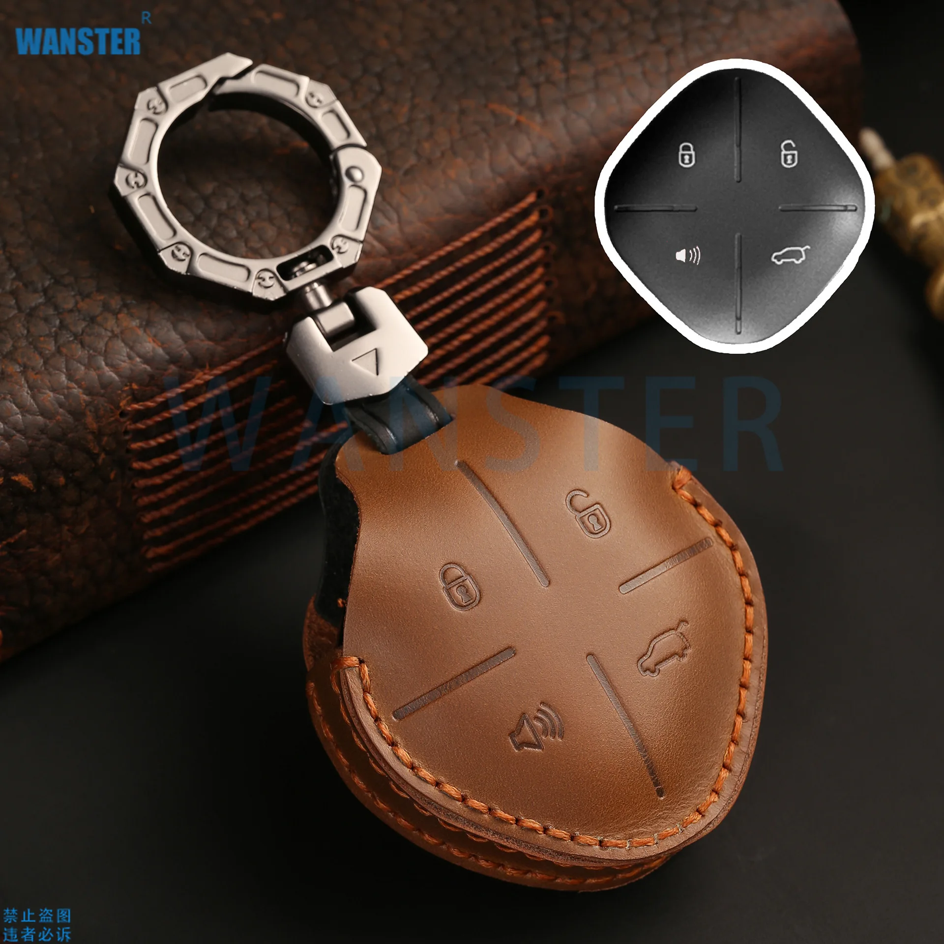 4-Bottons-Leather-Car-Key-Case-Cover-Keychain-for-Chery-Jetour-Dashing ...