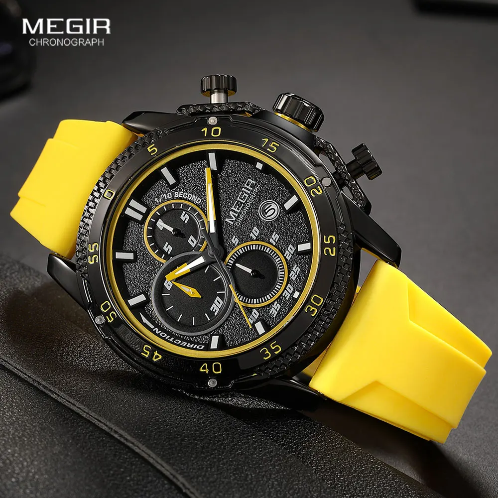 Megir-Uhr-f-r-M-nner-Mode-Silikon-armband-Chronograph-Quarz-Armbanduhren-mit-Auto-Datum ...