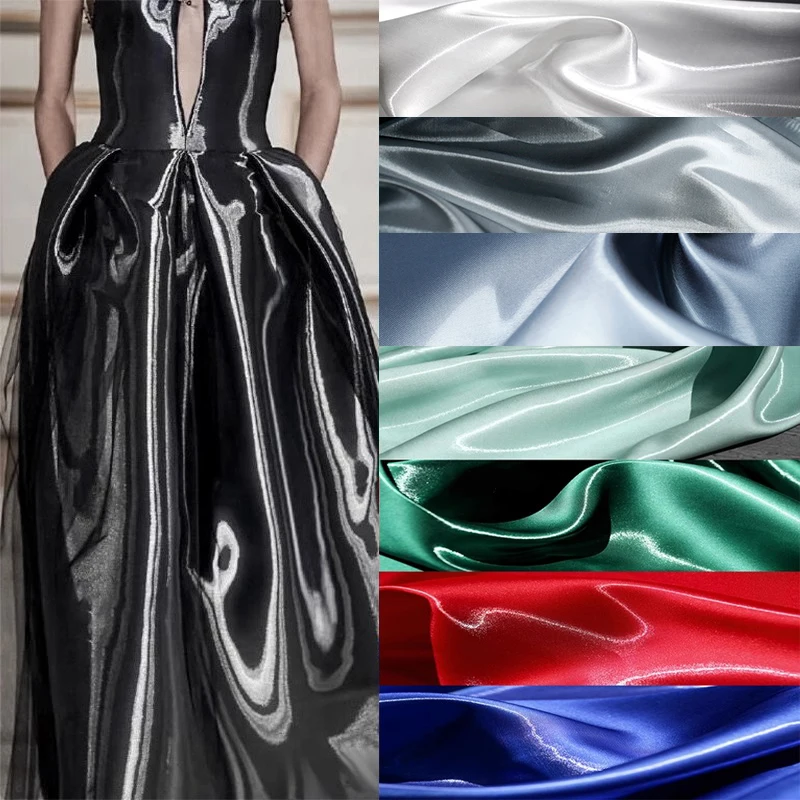 Multi-Color Liquid Satin Reflective Crystal Satin Fabric Smooth Sparkle ...