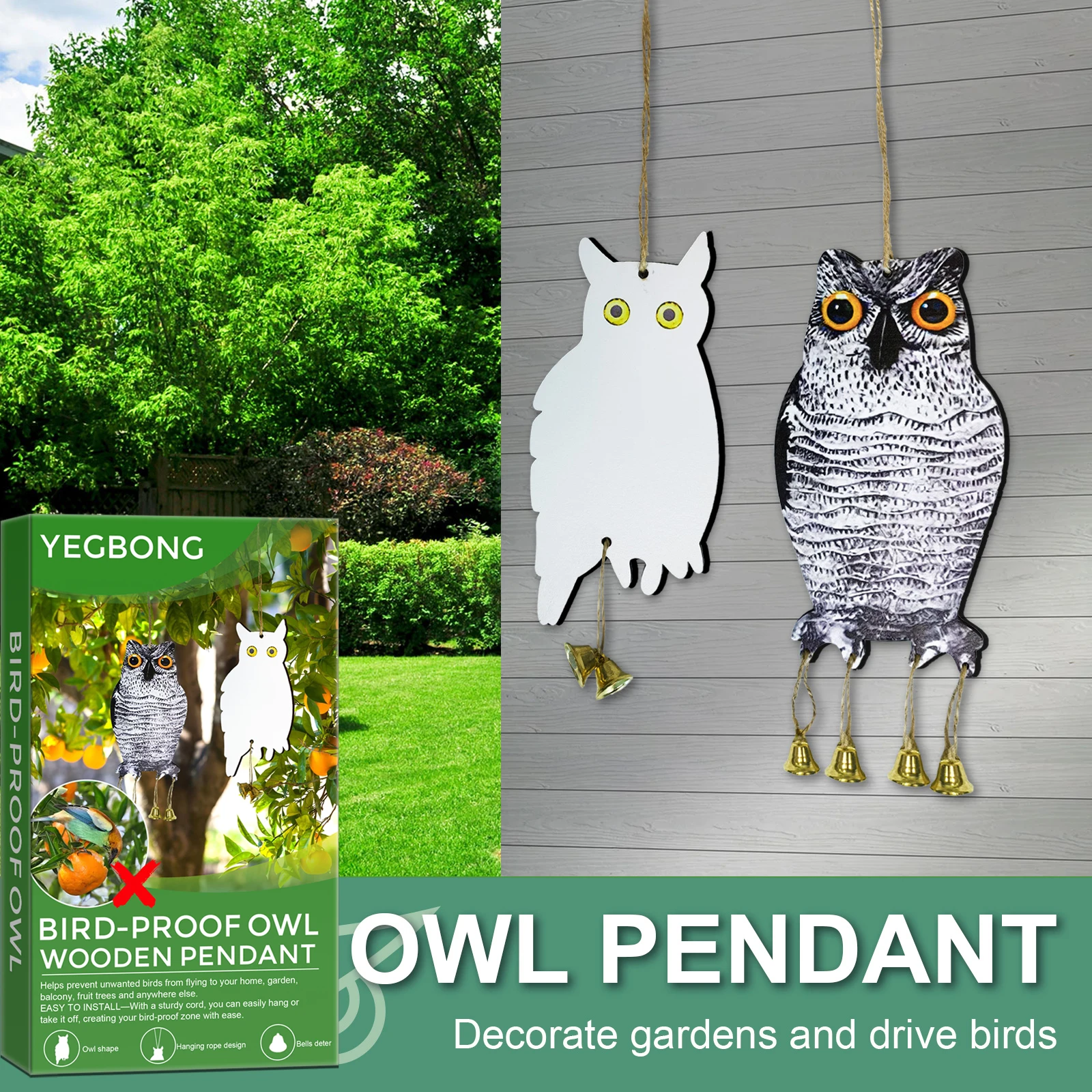 Anti nuisible,Faux hibou réfléchissant au Laser, répulsif d'extérieur ...