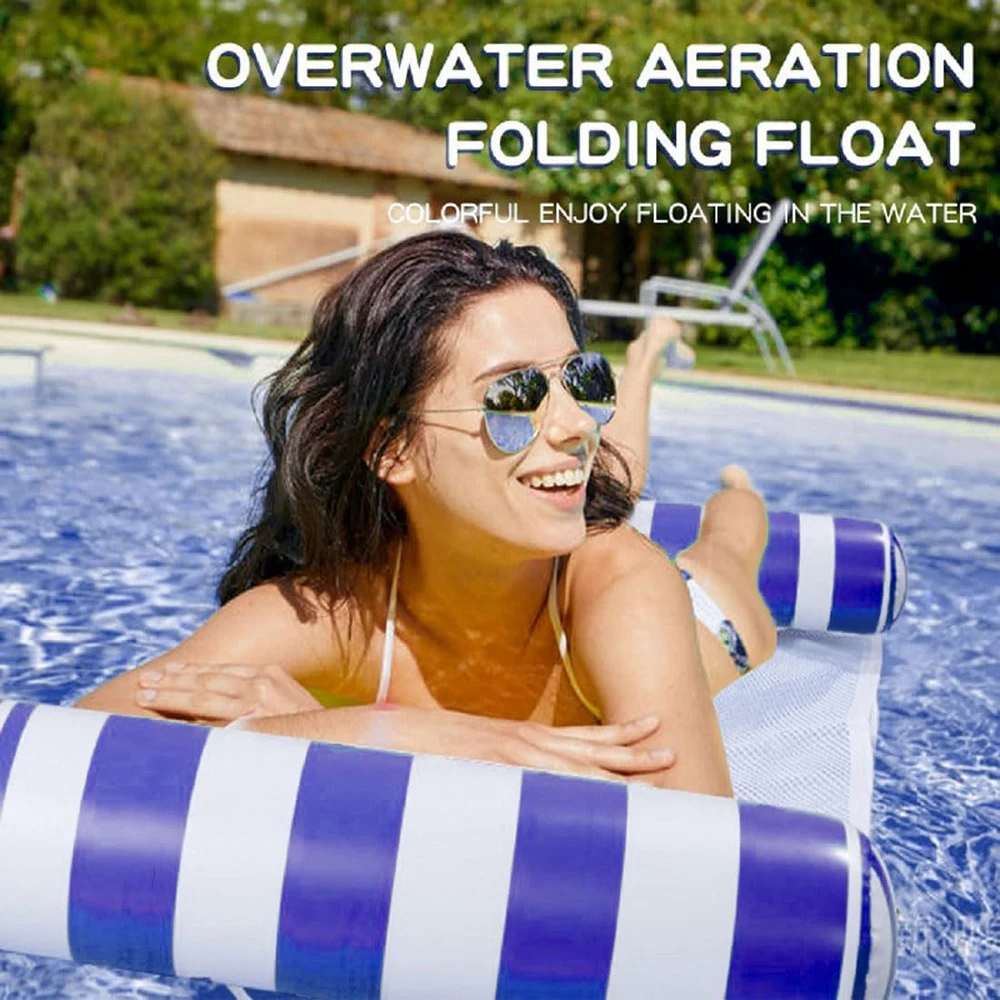 Pvc Inflatable Floating Raft Foldable Striped Floating Bed, Outdoor ...