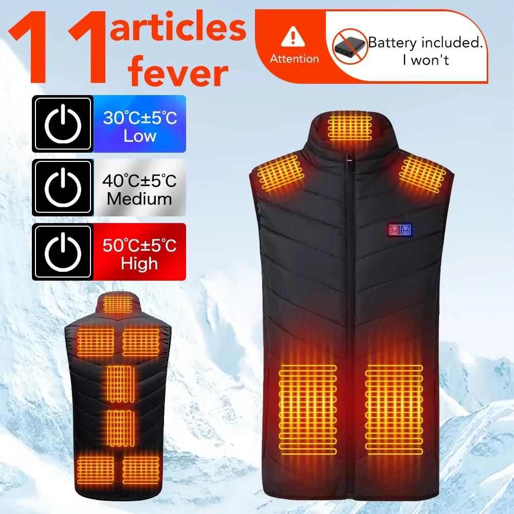 Men USB Infrared 11 Areas Heating Vest Jacket Men Women USB Electric ...