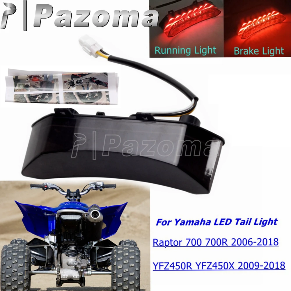 12V Waterproof ATV LED Motorcycle Tail Light For Yamaha Raptor 700 700R ...
