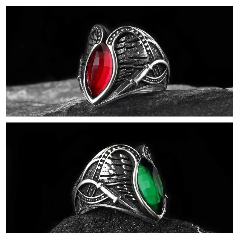 New-Abyss-Devil-s-Eye-Fall-Angel-Wings-Men-s-Ring-Creative-Retro ...