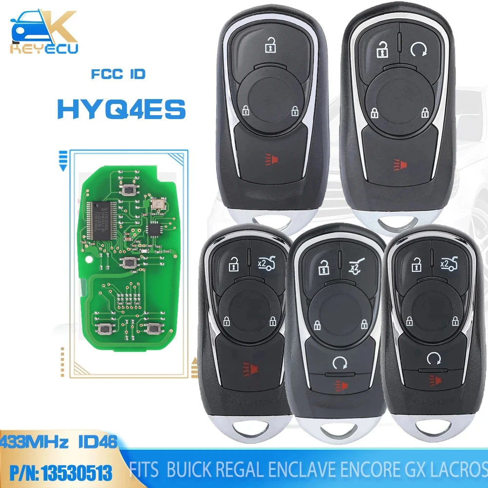 KEYECU FCCID: HYQ4ES / HYQ4AS Smart Remote Key 3/4/5B 315MHz /433MHz ...