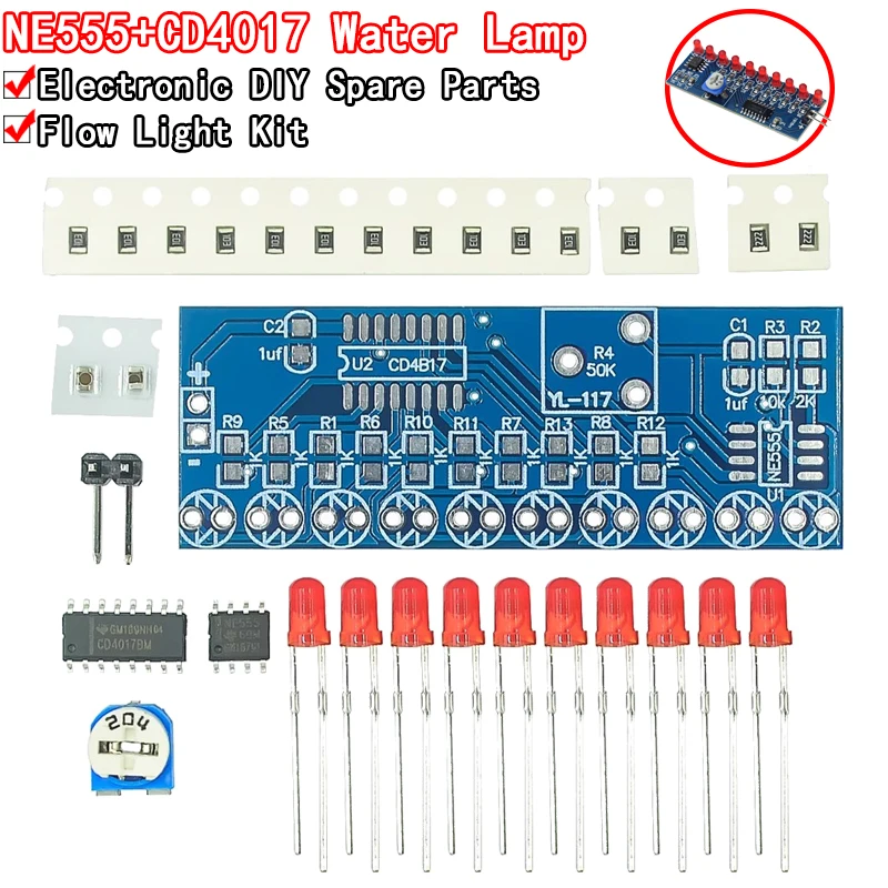 NE555-CD4017-Running-LED-Flow-LED-Light-Electronic-Production-Suite-DIY ...