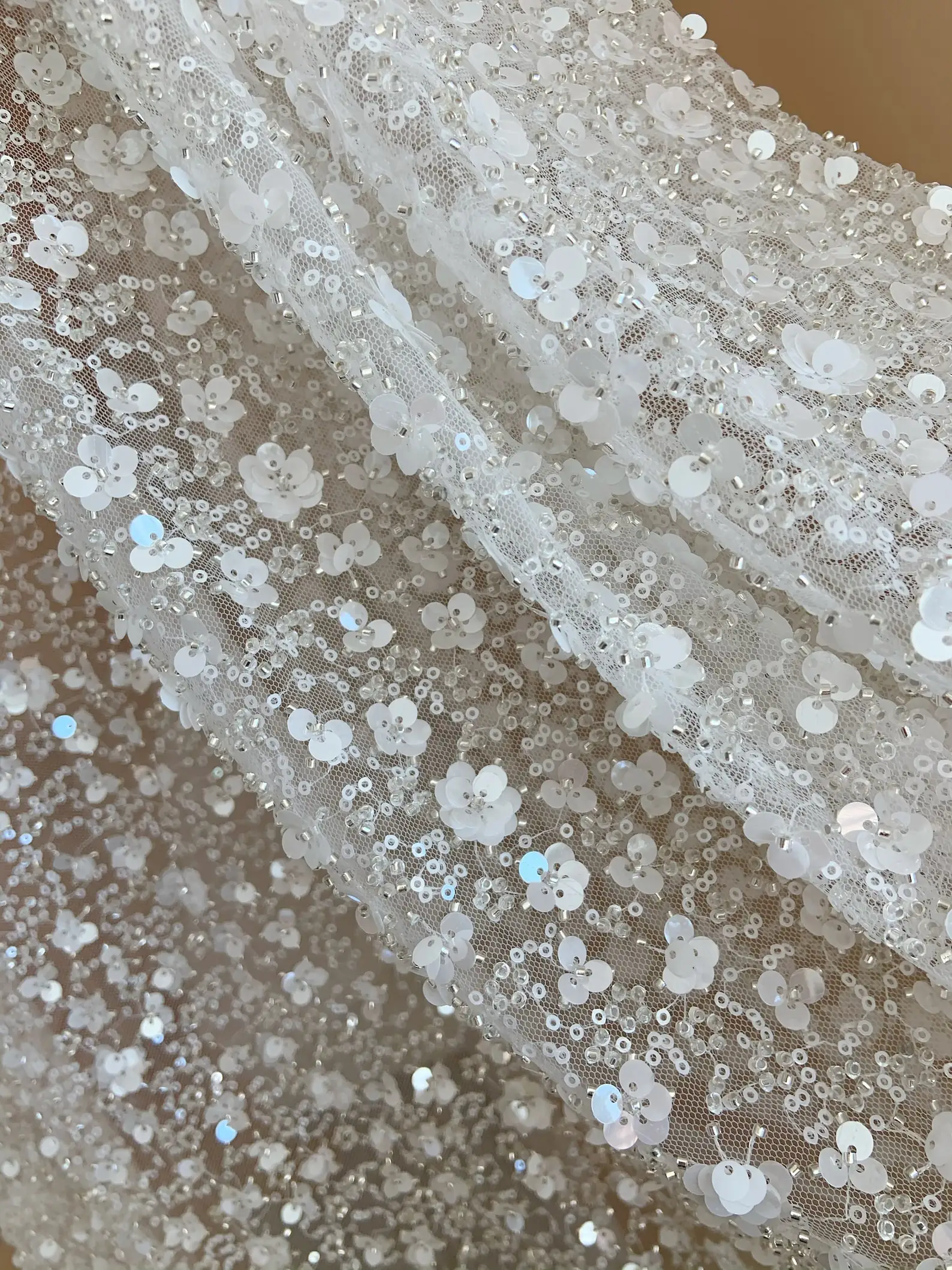 Off White Sequin Fabric
