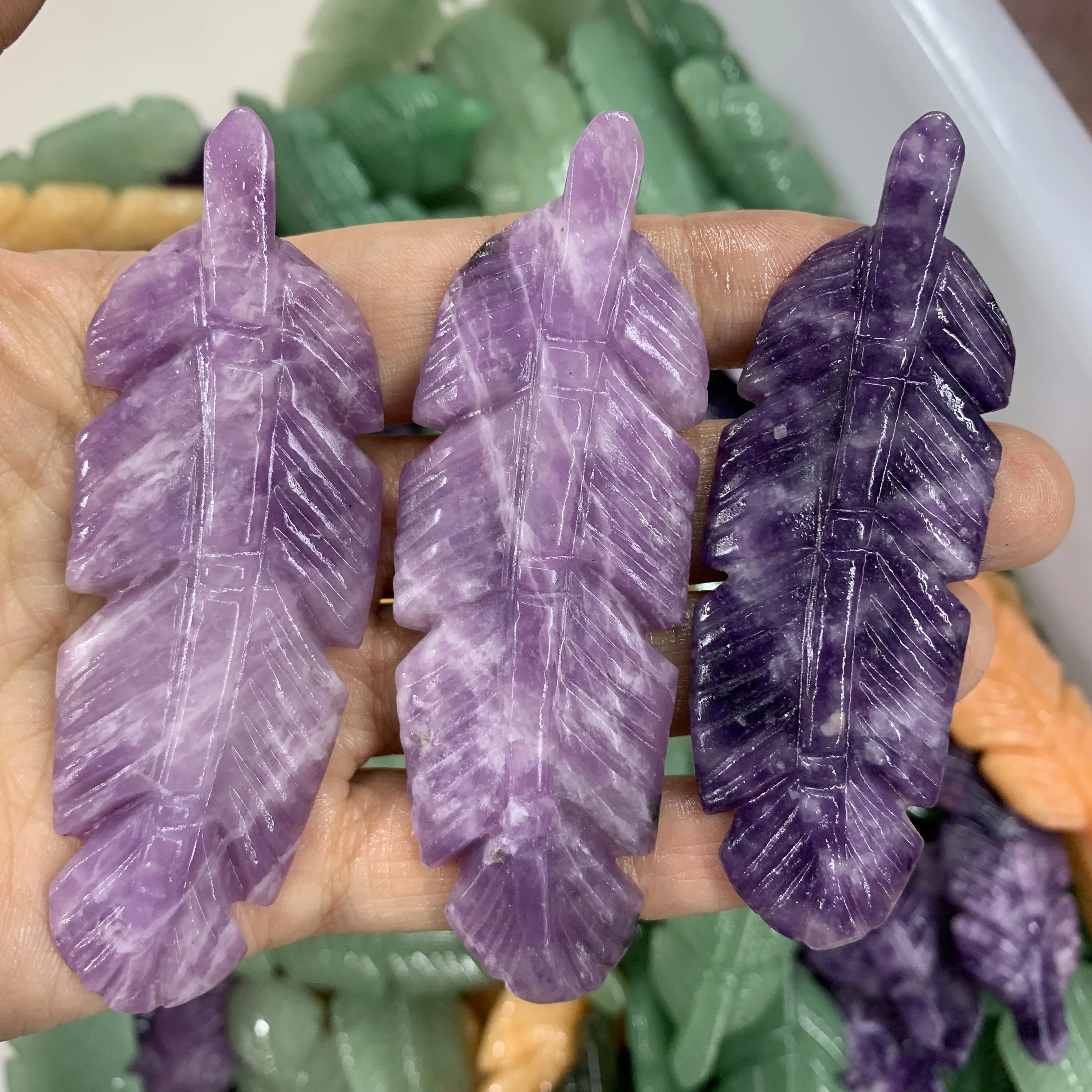 1pc Natural Gemstone Crystal Plume Figurine Carved Quartz Crystal ...