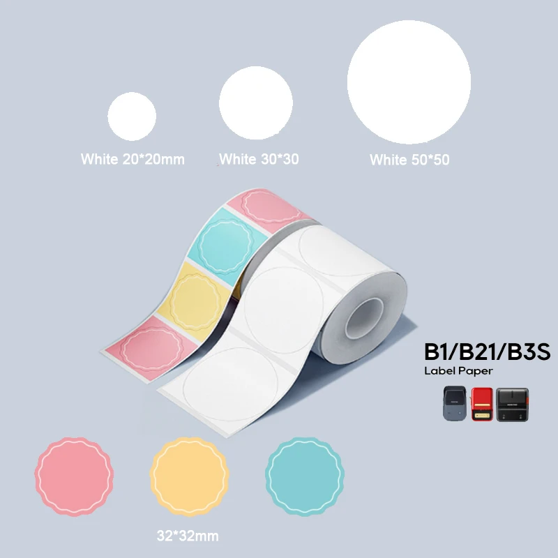 Niimbot-Official-Label-Paper-Roll-Round-White-Transparent-Sticker-Paper ...