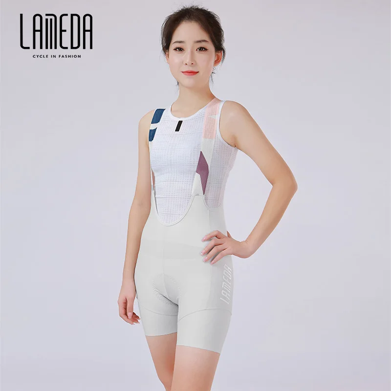 LAMEDA 2023 new double arrow shoulder strap riding pants women's summer high waist road bike ...