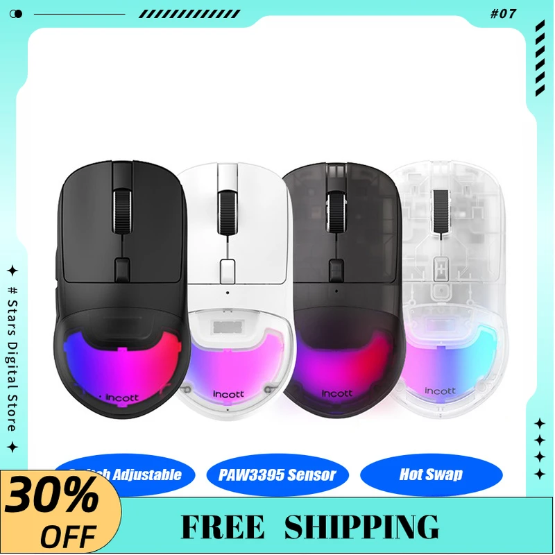 Incott-HPC02-Pro-Mouse-sem-fio-para-jogos-Micro-Hot-Swap-Modo-Duplo-RGB ...