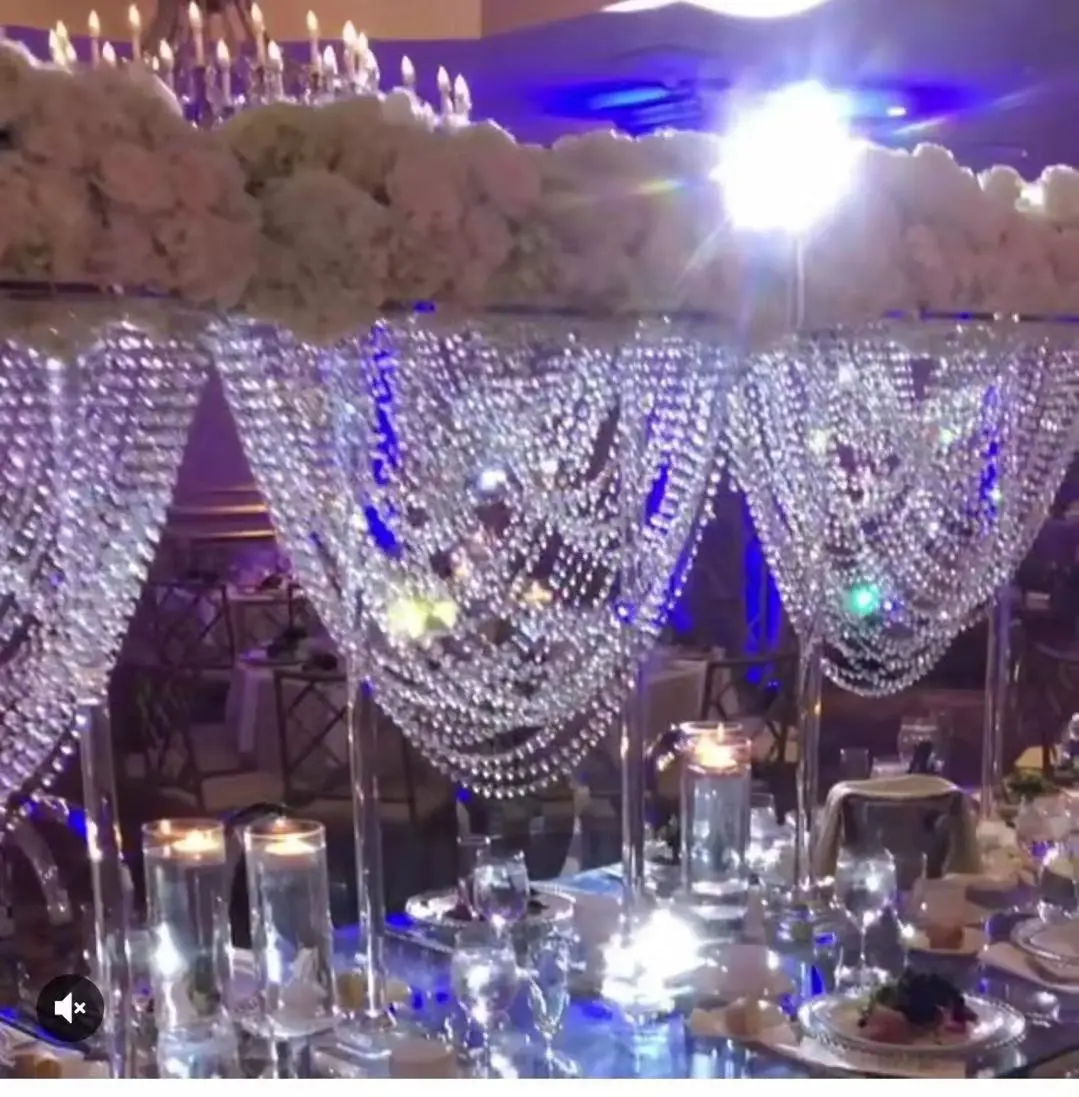 Tall-Crystal-Wedding-Table-Centerpiece-Acrylic-Flowers-Rack-Road-Lead ...