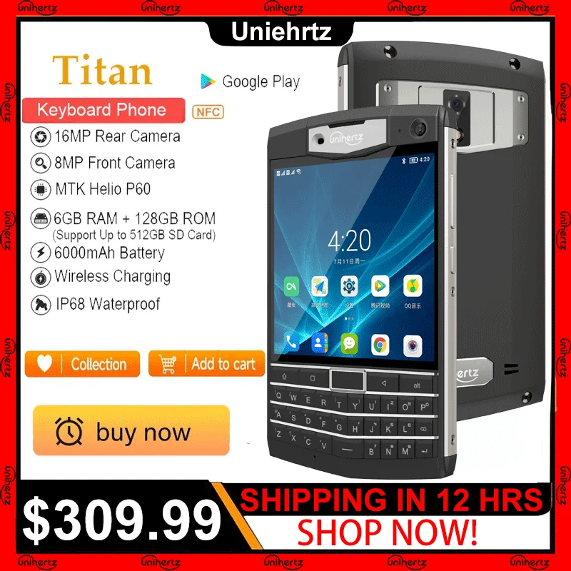 Unihertz titan android 10 áspero smartphone 6gb 128gb octa núcleo ...