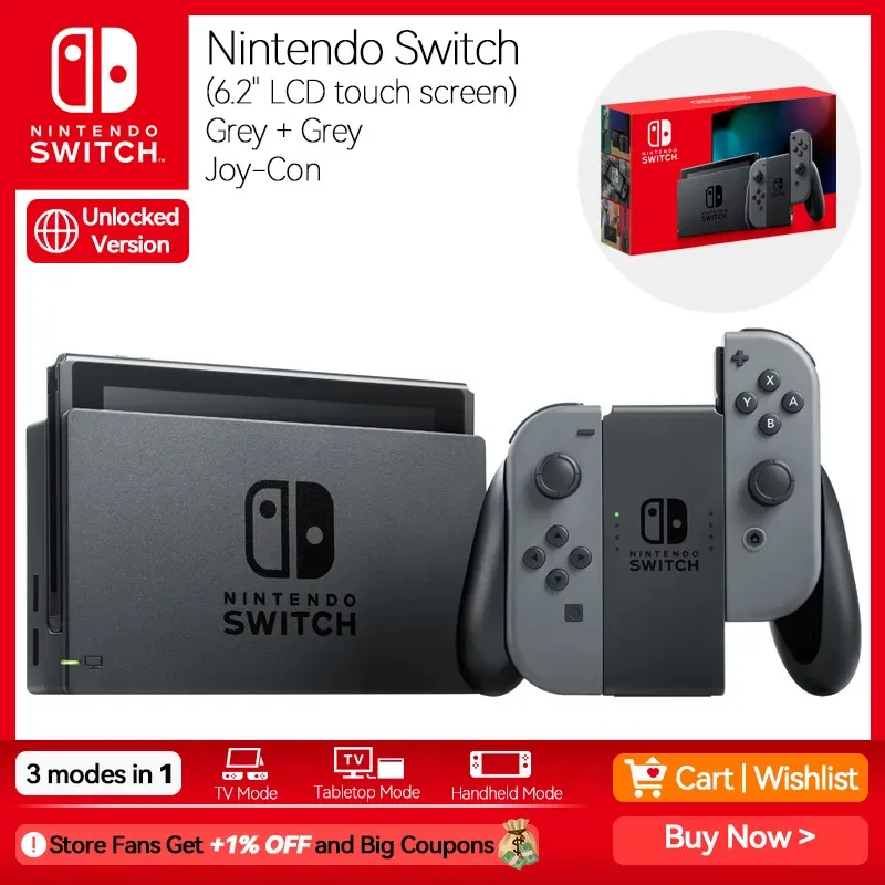 Nintendo-Switch-6-2-inch-LCD-touch-screen-Grey-or-Blue-Red-up-to-9h ...