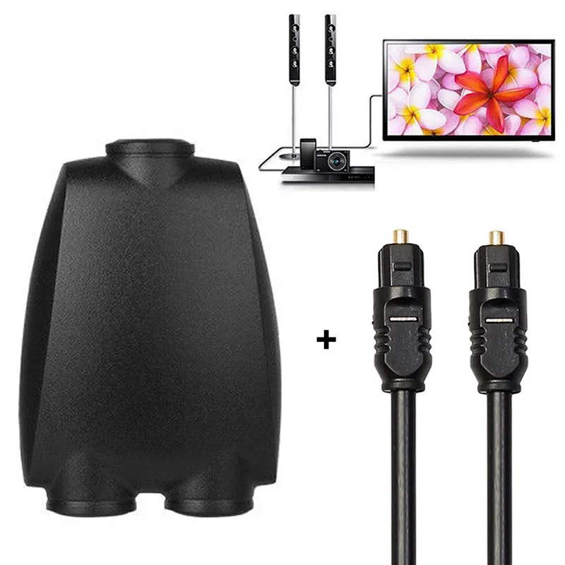 Digital SPDIF Optical Audio Splitter 2 Way Toslink Splitter Adapter 1 ...