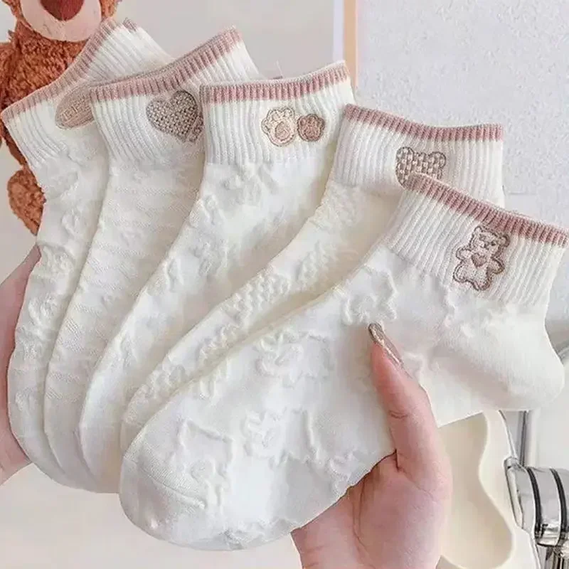 5-Pairs-Cute-Short-Socks-Cartoon-Bear-Socks-Breathable-Cotton-Socks ...
