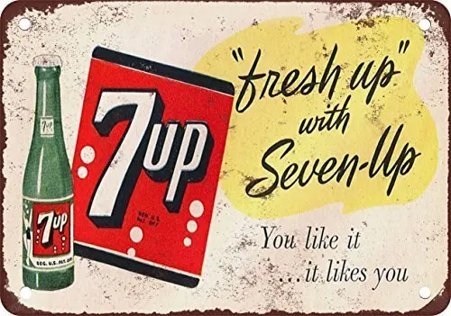 Fresh-Up-with-7-Up-Vintage-Look-Reproduction-Metal-Tin-Sign-8x12 ...