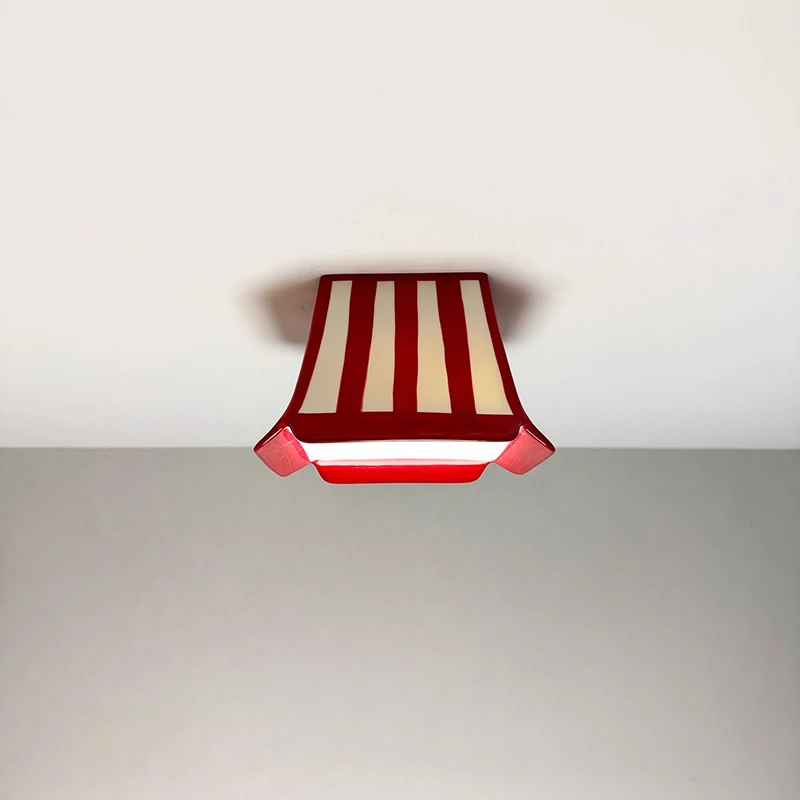 2025Red Tent Ceramic Ceiling Lamps Creative Dopamine Square Tent Light ...