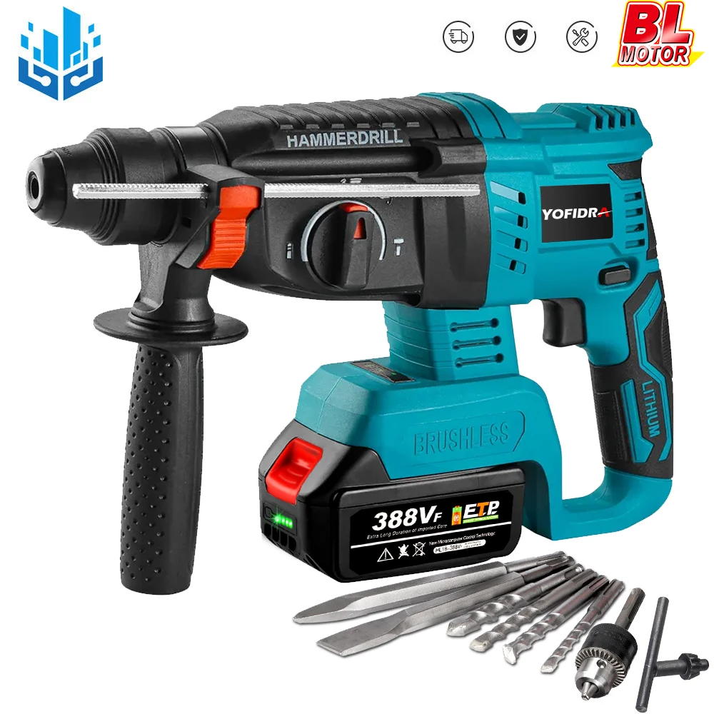26mm 1680w Brushless Electric Hammer Electric Impact Drill Multi ...