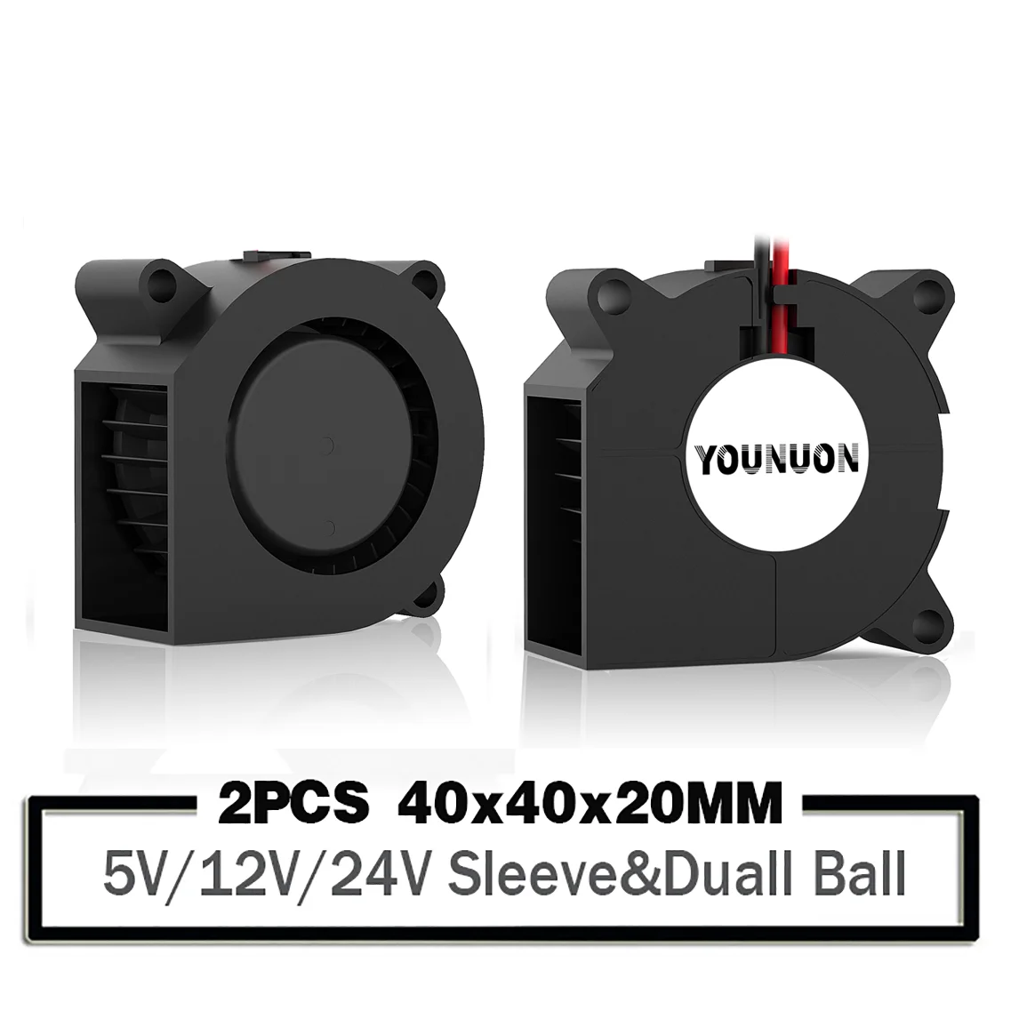 2Pcs/Lot YOUNUON DC 5V 12V 24V 40mm 40mmx40mmx20mm Dual Ball Bearing 3D Printer Cooling Fan 4cm ...