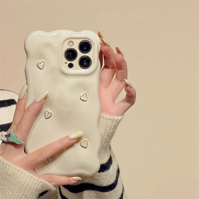Cute 3D Solid Small Love Heart Phone Case for Women Soft Cover for Girl ...