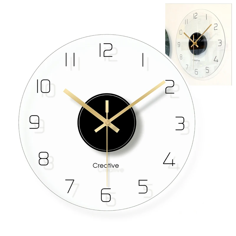 12Inch-Nordic-Glass-Wall-Clock-Silent-Modern-Transparent-Clocks-Wall ...