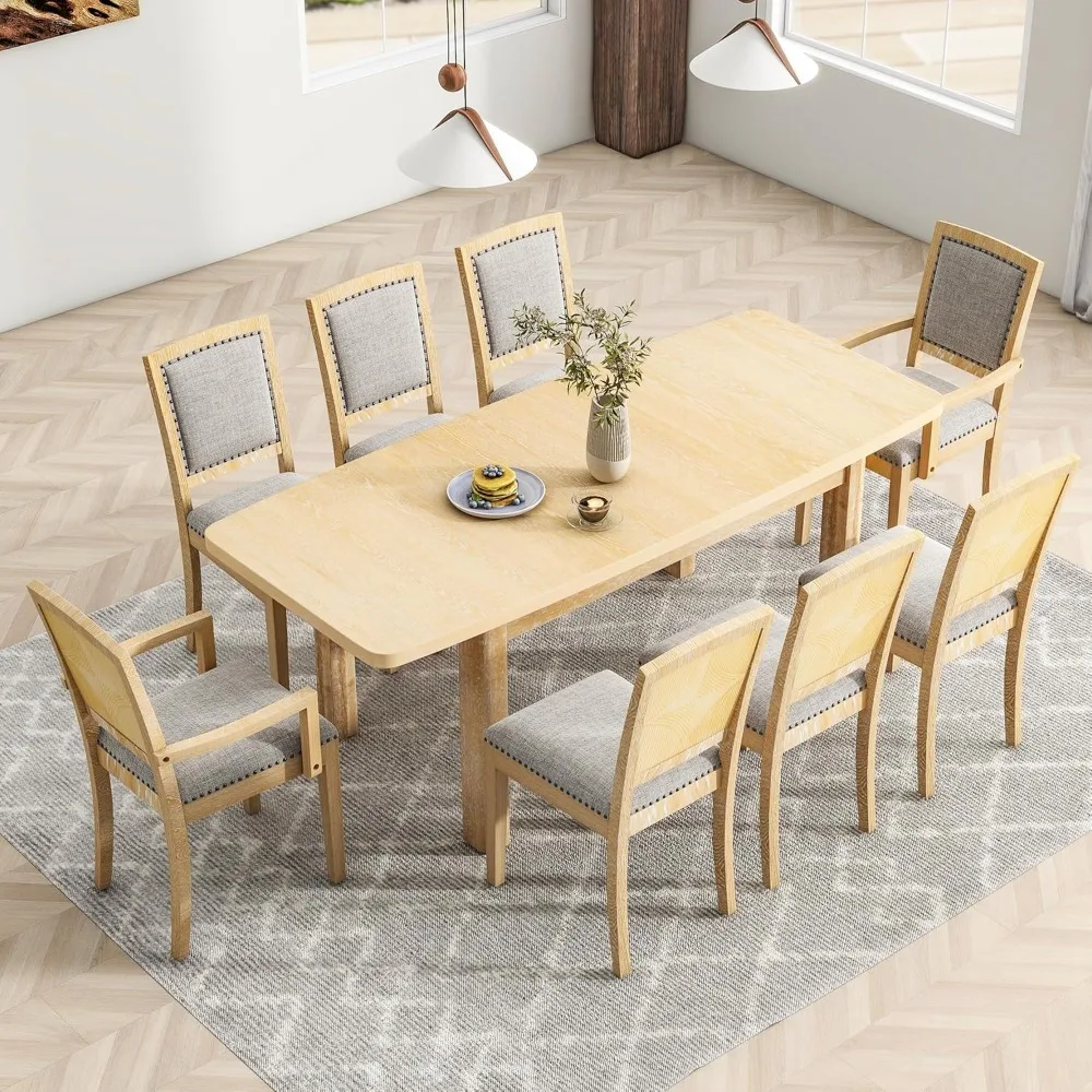 9-Piece-Rectangular-Dining-Table-Set-for-8-Extendable-Kitchen-Table-Set ...