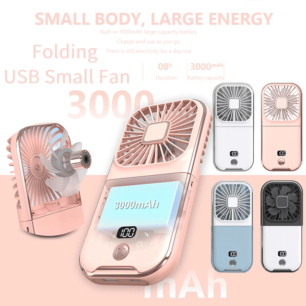 Electric-Cooling-Desktop-Fan-Digital-Display-Mini-Portable-Folding-Fan ...