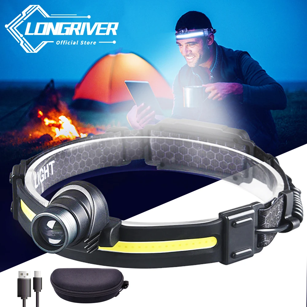 LED Headlight Head mounted Torch Camping Fishing Sensor Light Night ...